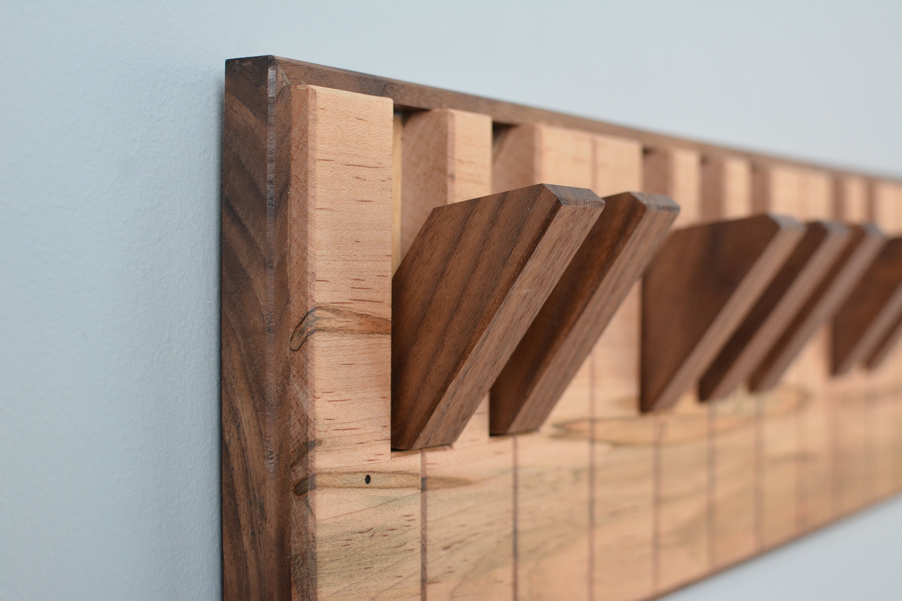 Piano Inspired Coat Rack Handcrafted Maple & Walnut Unique Flip Down ...