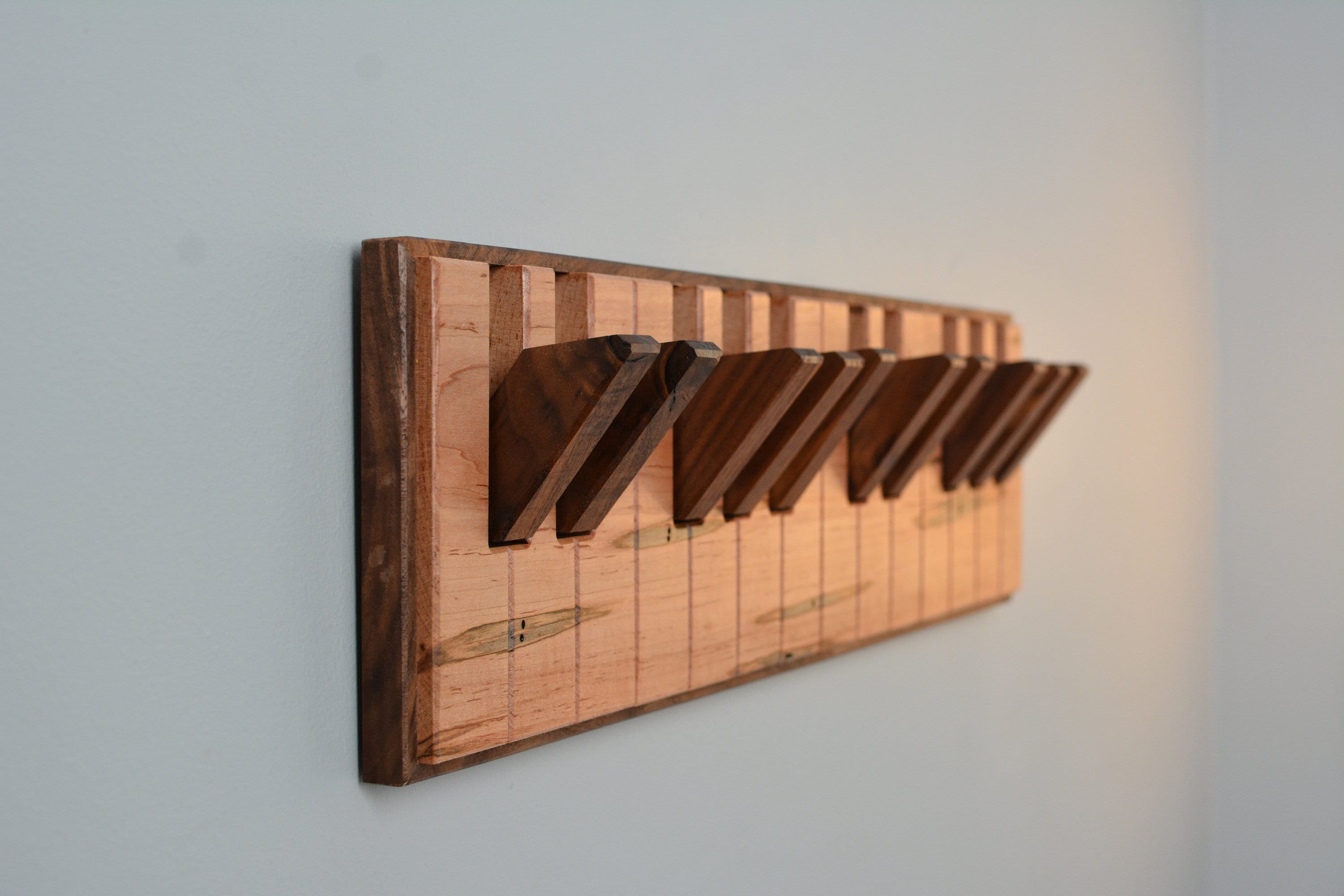 Piano Inspired Coat Rack Handcrafted Maple & Walnut Unique Flip Down ...