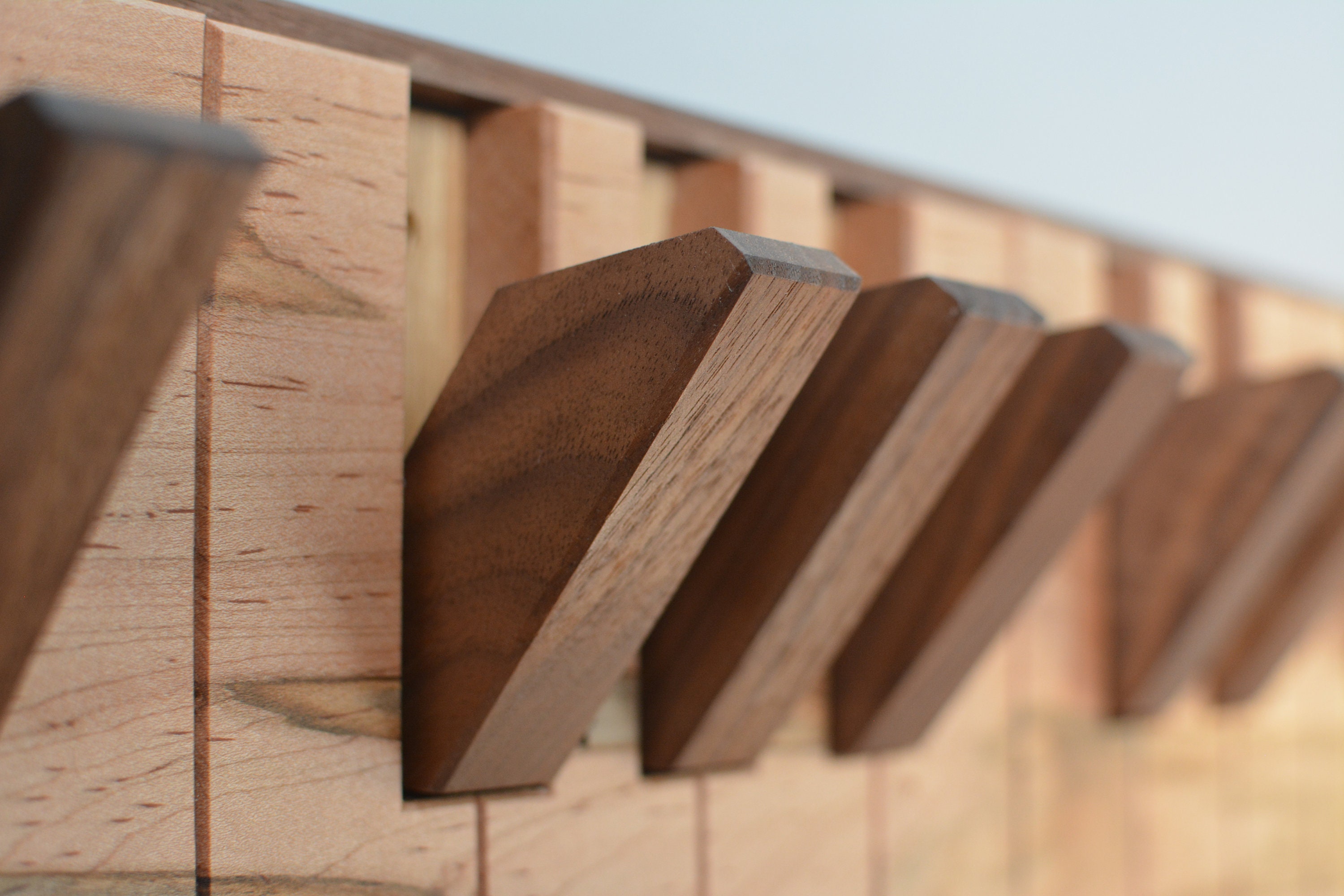 Piano Inspired Coat Rack Handcrafted Maple & Walnut Unique Flip-down ...