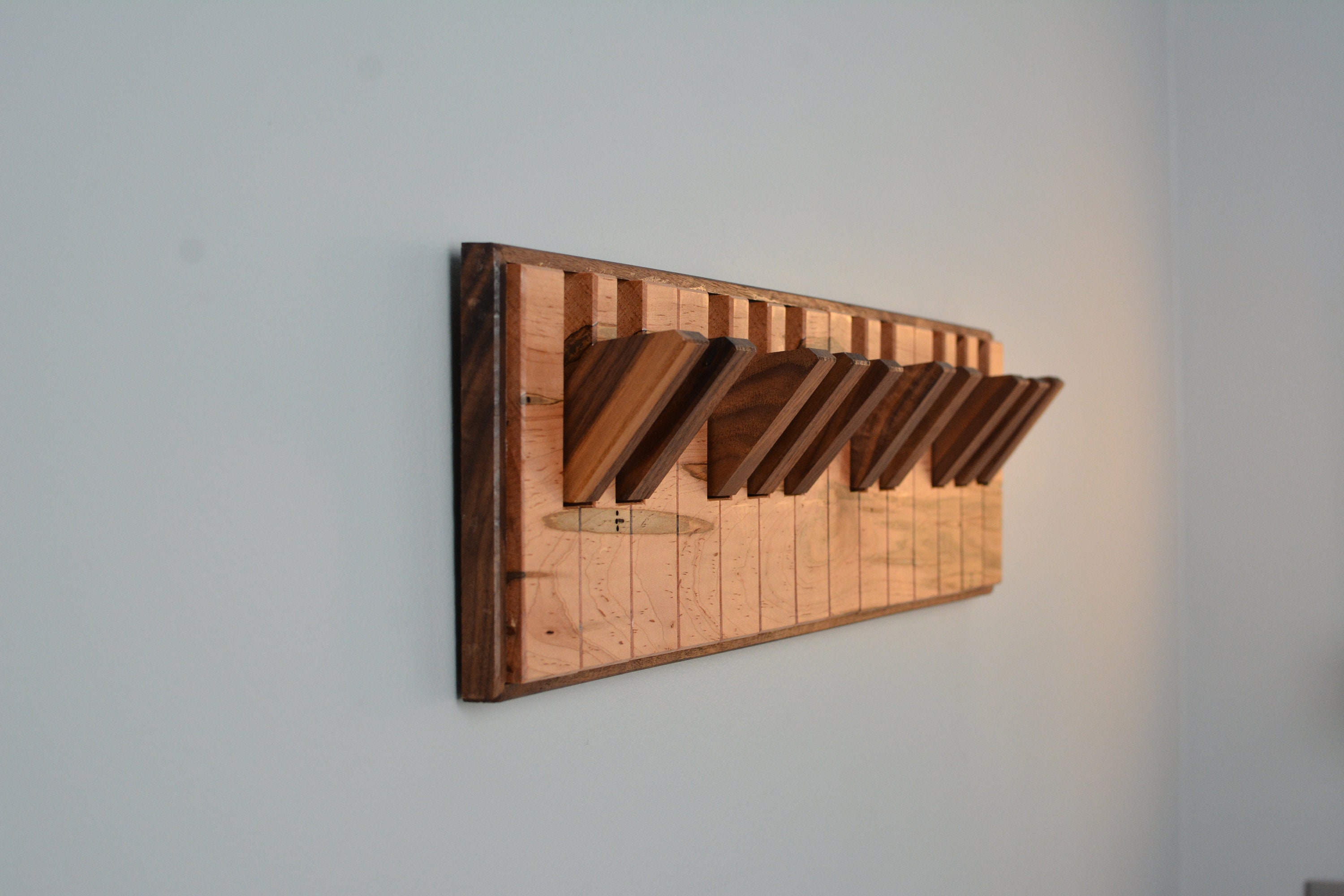 Piano Inspired Coat Rack Handcrafted Maple & Walnut Unique Flip-down ...
