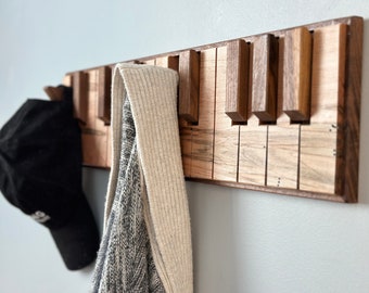 Modern Piano Wall Fumed Oak Coat Rack, Flip Down Wall Coat Rack, Wooden ...