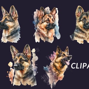 Cute Watercolor German Shepherd Clipart Bundle, Cute Puppy Png, Svg ...