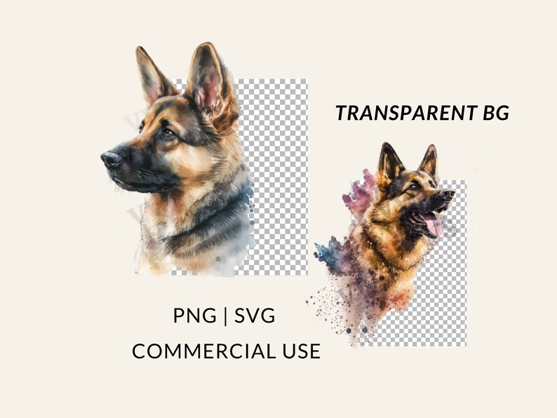 Cute Watercolor German Shepherd Clipart Bundle, Cute Puppy Png, Svg ...
