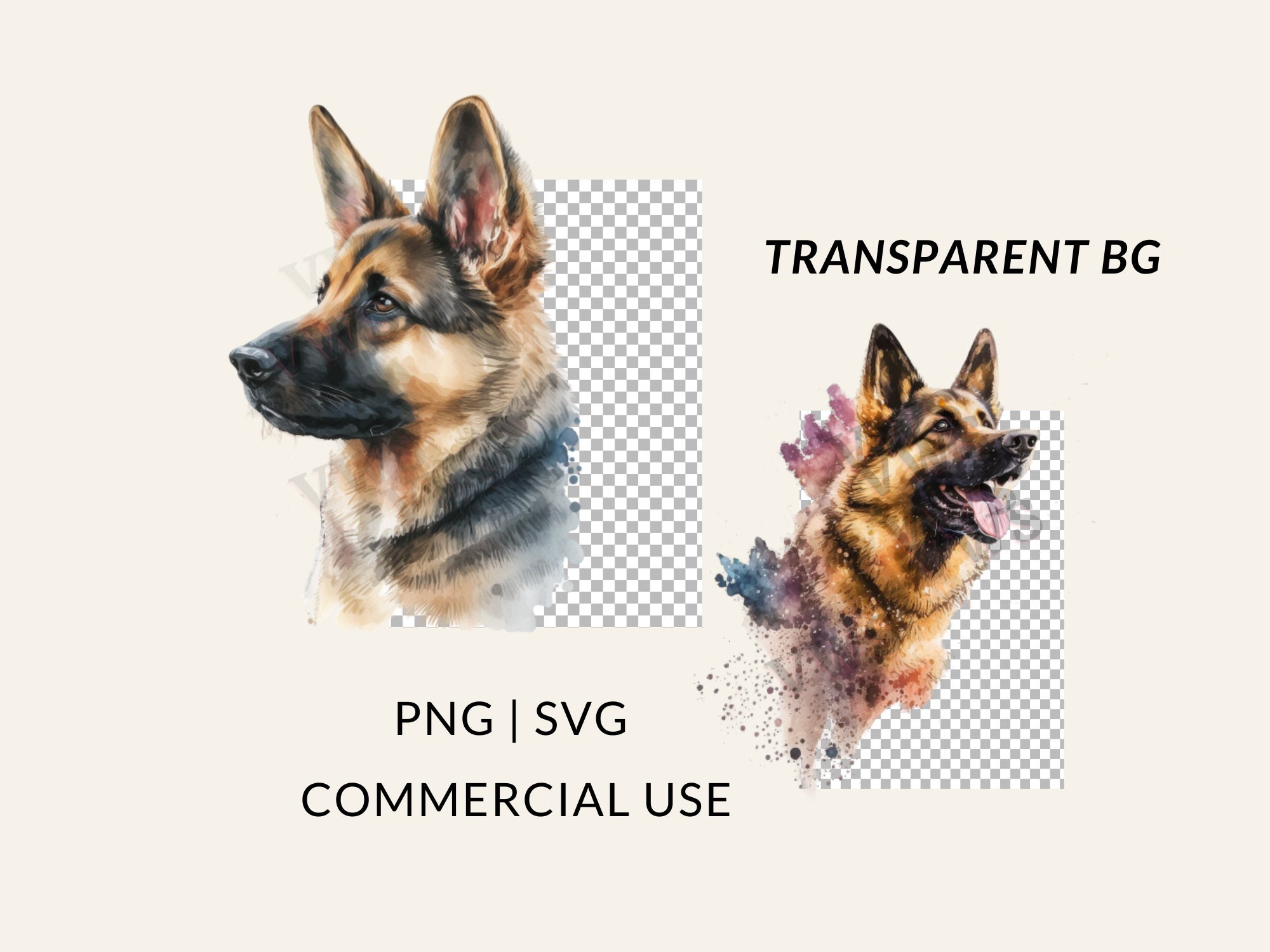 Cute Watercolor German Shepherd Clipart Bundle, Cute Puppy Png, Svg ...