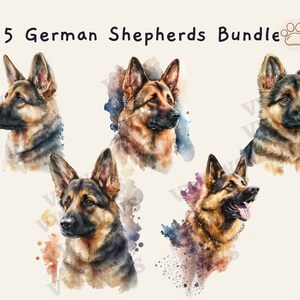Cute Watercolor German Shepherd Clipart Bundle, Cute Puppy Png, Svg ...