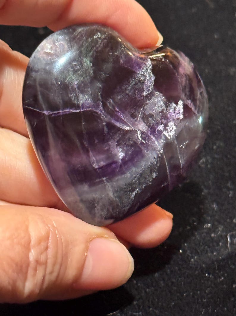 Rainbow Fluorite Heart - Etsy