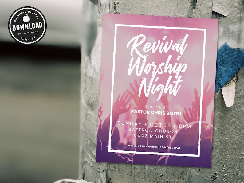 Church Revival Flyer: Holy Week, Easter Event - Canva Template (digital ...