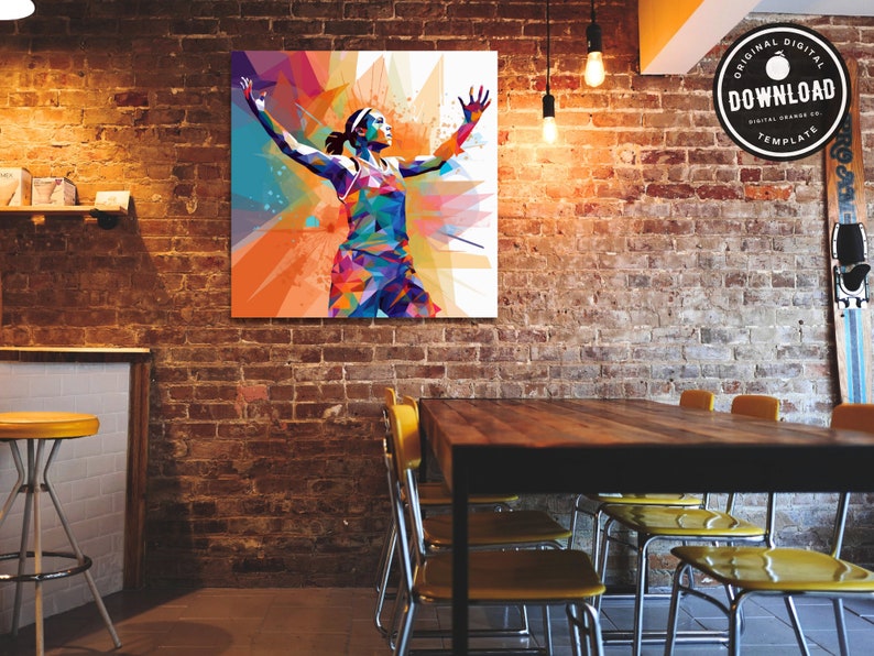 Victory WNBA Wall Decor | Modern Motivational WNBA Wall Art | Abstract ...