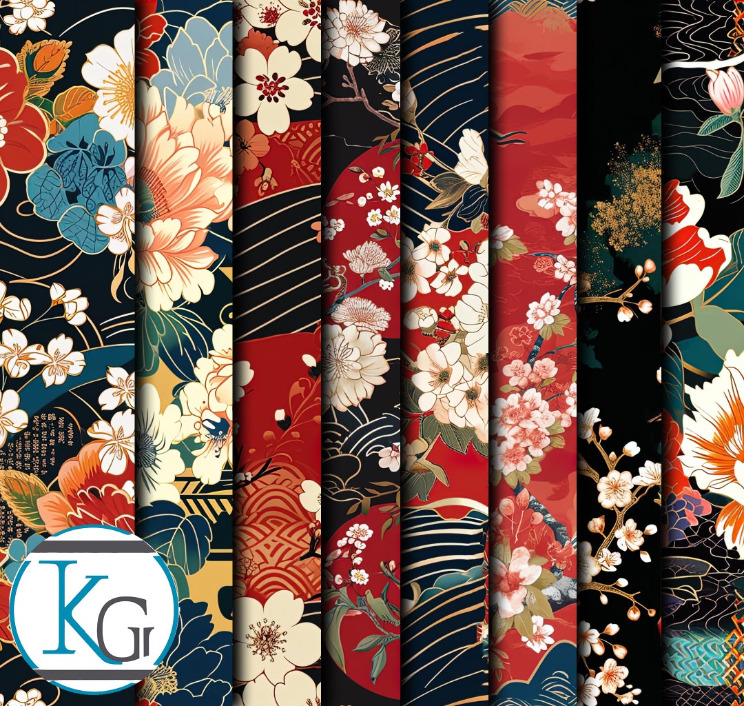 Kimono Designs, Seamless, Tileable, Set 1, Format JPG 2K Resolution, 8 ...
