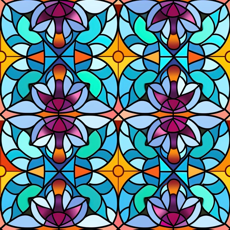 Stained Glass Theme Designs Seamless Tileable Set 1 Format - Etsy