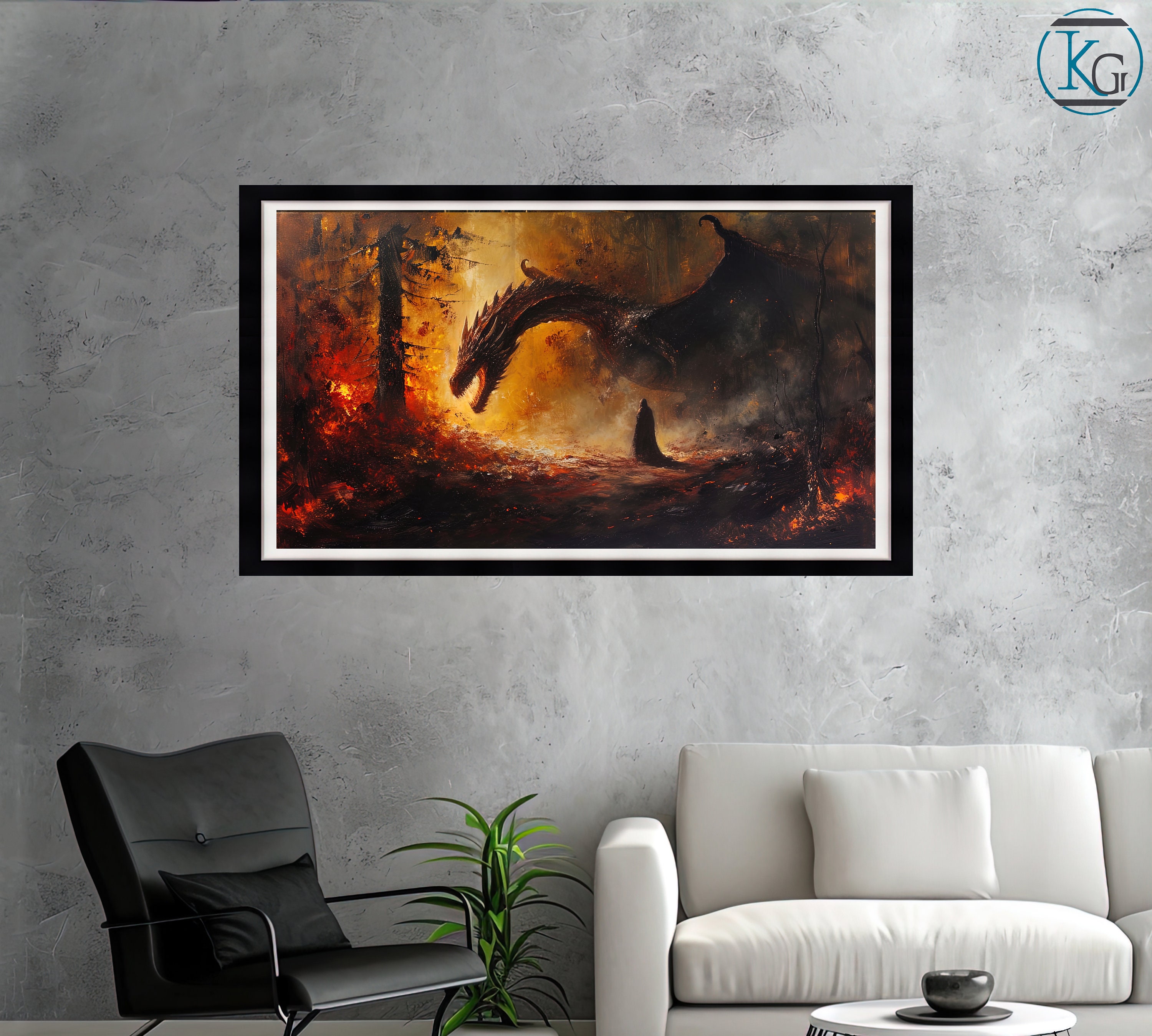 Digital Painting, Dragon 1, Wall Art, Printable, Digital Download ...