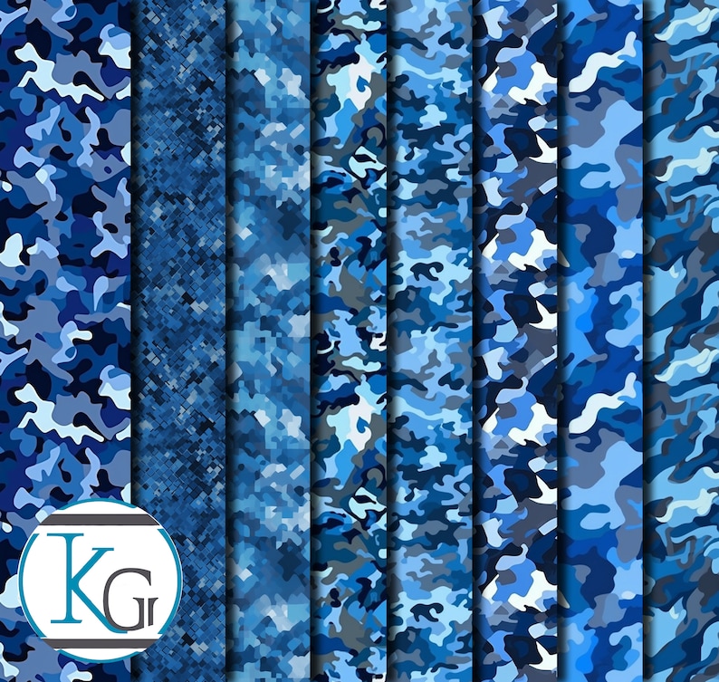 Blue Camo, Seamless, Tileable, Set 1, Format JPG 2K Resolution, 8 ...