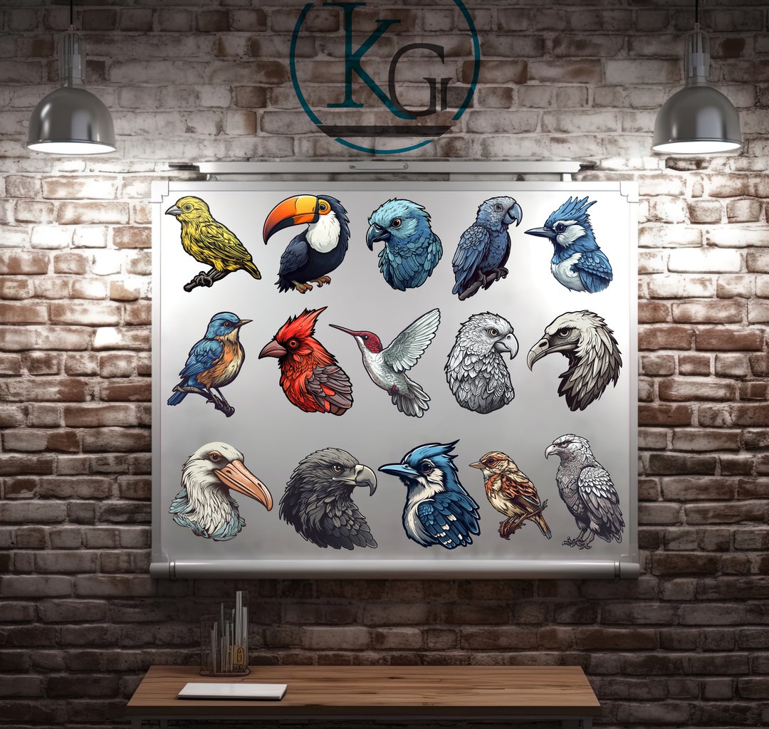 Printable, Designs, Birds "designs" for Stickers, Set of 15, Colorful ...