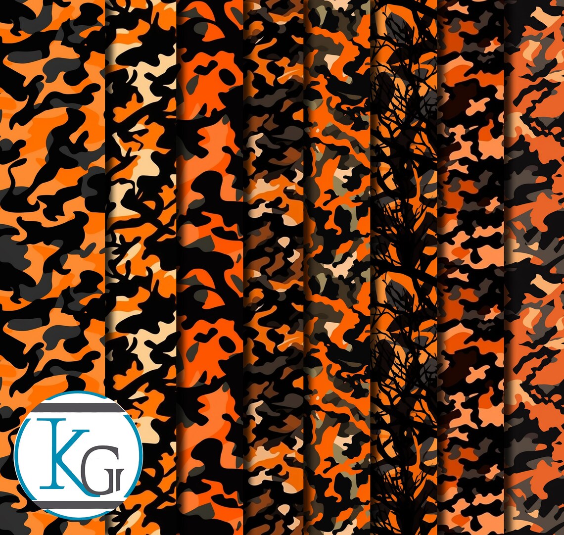 Orange Camo Designs, Seamless, Tileable, Set 1, Format JPG 2K ...