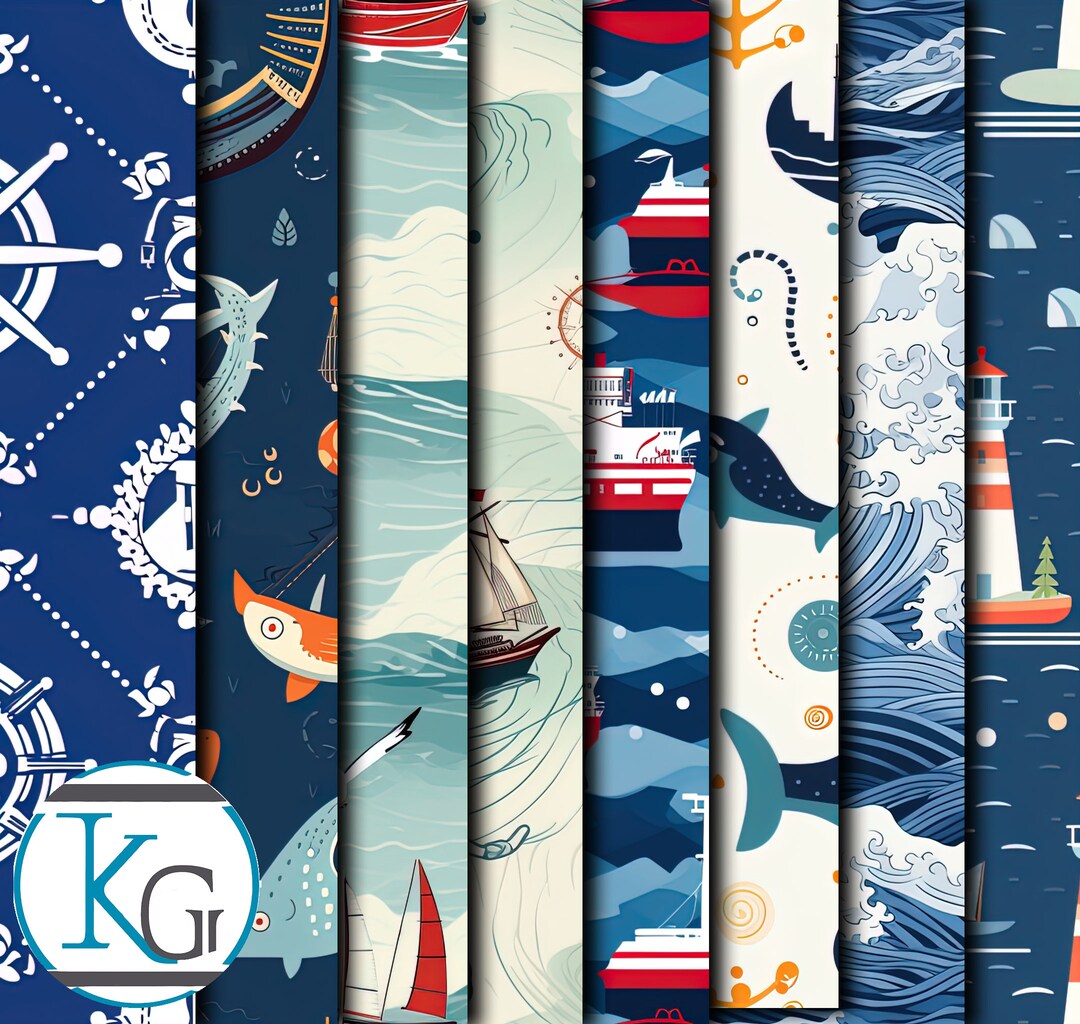 Nautical Theme Designs, Seamless, Tileable, Set 1, Format JPG 2K ...