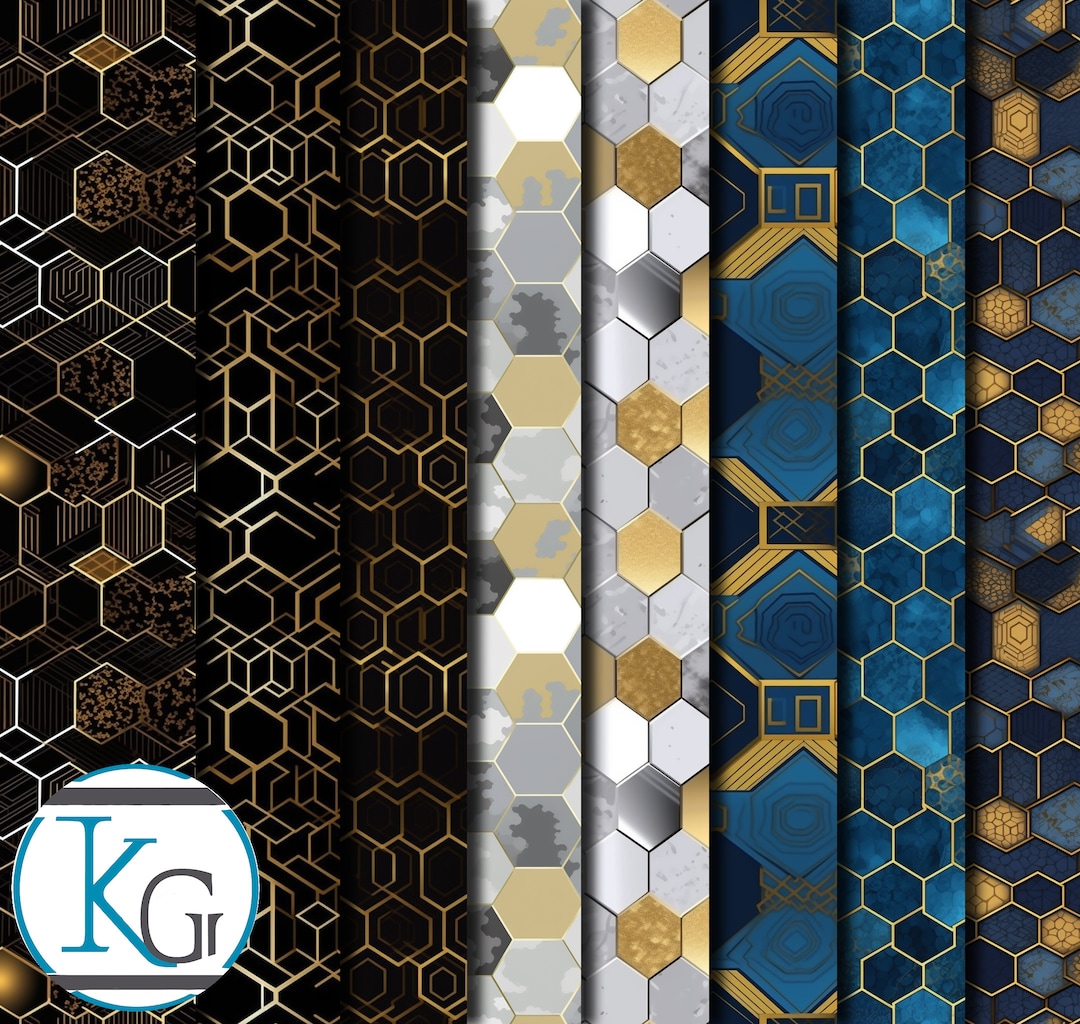 Hexagon Designs, Seamless, Tileable, Set 1, Format JPG 2K Resolution, 8 ...