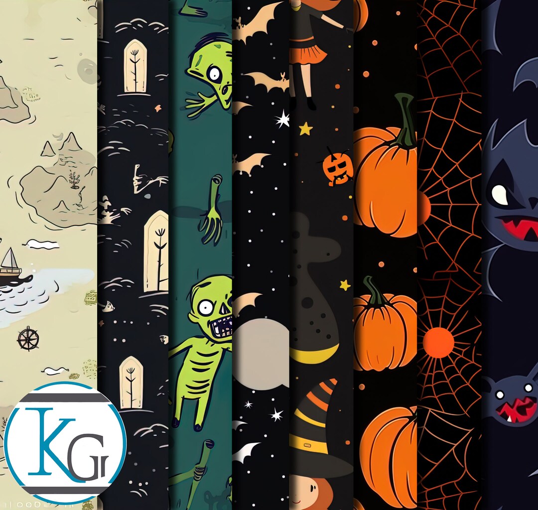 Halloween Theme Designs, Seamless, Tileable, Set 2, Format JPG 2K ...