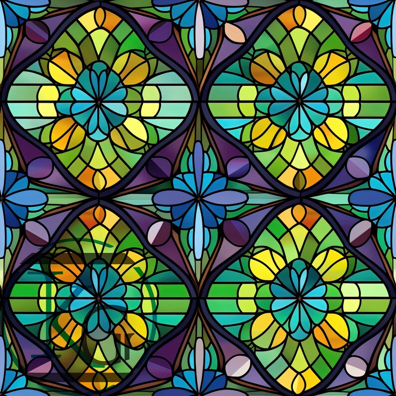 Stained Glass Theme Designs, Seamless, Tileable, Set 1, Format JPG 2K ...