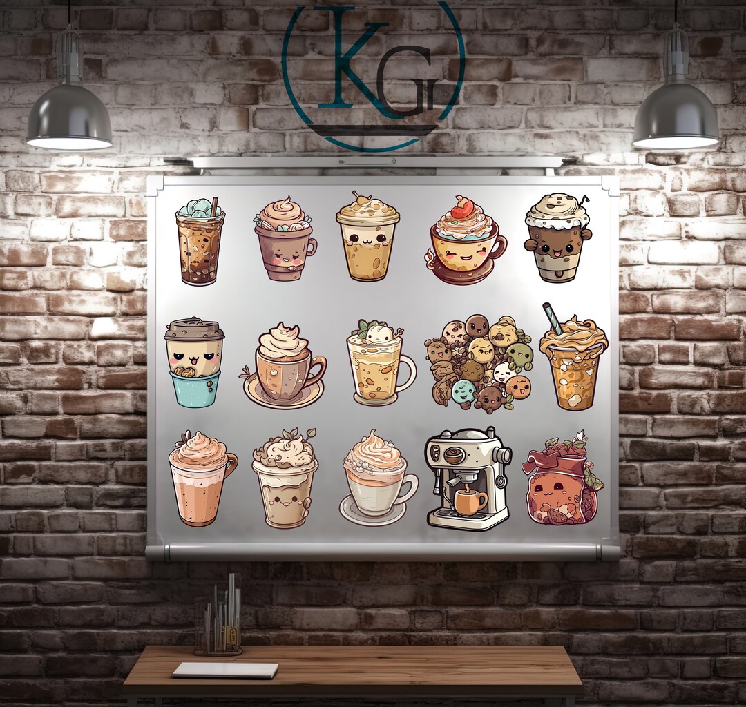 Printable, Designs, Coffee "designs" for Stickers, Set of 15, Colorful ...