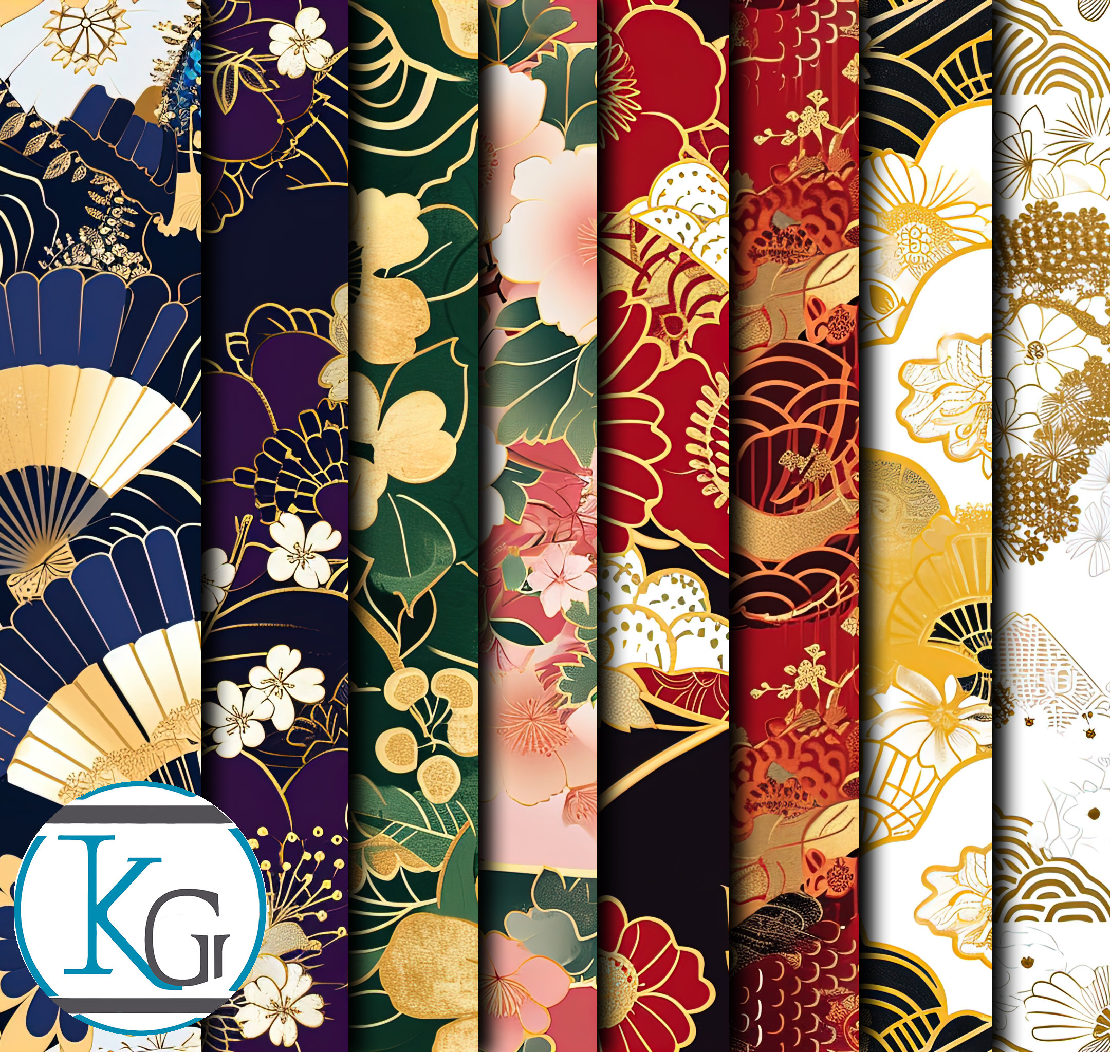 Kimono Designs, Seamless, Tileable, Set 2, Format JPG 2K Resolution, 8 ...