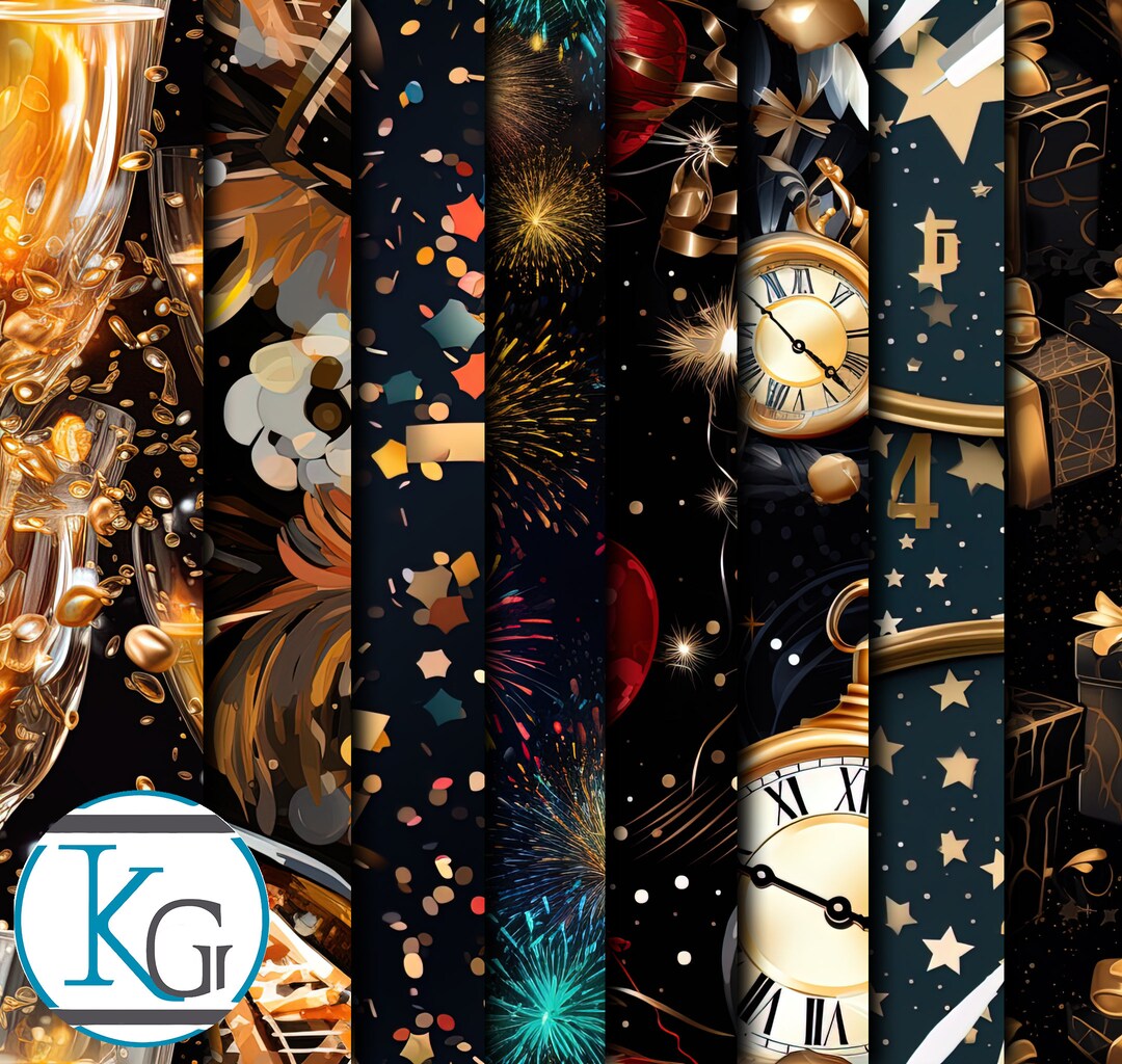 New Year's Designs, Seamless, Tileable, Set 1, Format JPG 2K Resolution ...