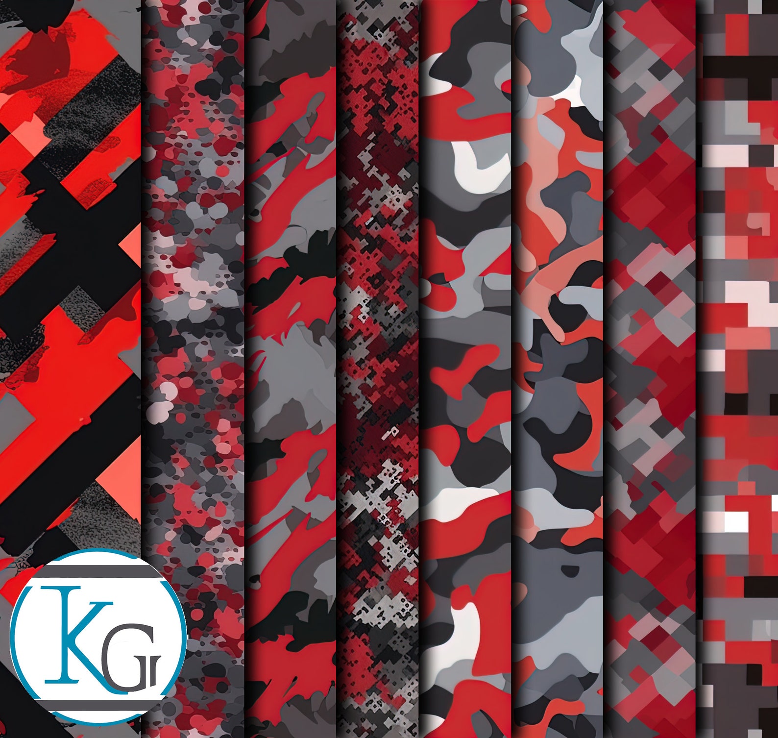 Red Camo Designs, Seamless, Tileable, Format JPG 2K Resolution, 8 ...