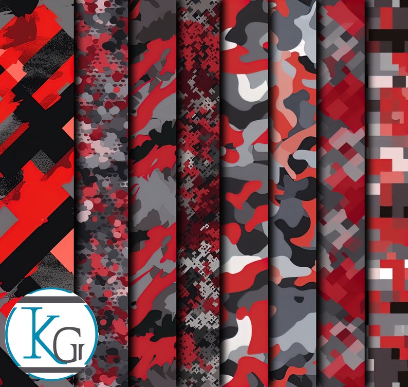 Red Camo Designs, Seamless, Tileable, Format JPG 2K Resolution, 8 ...
