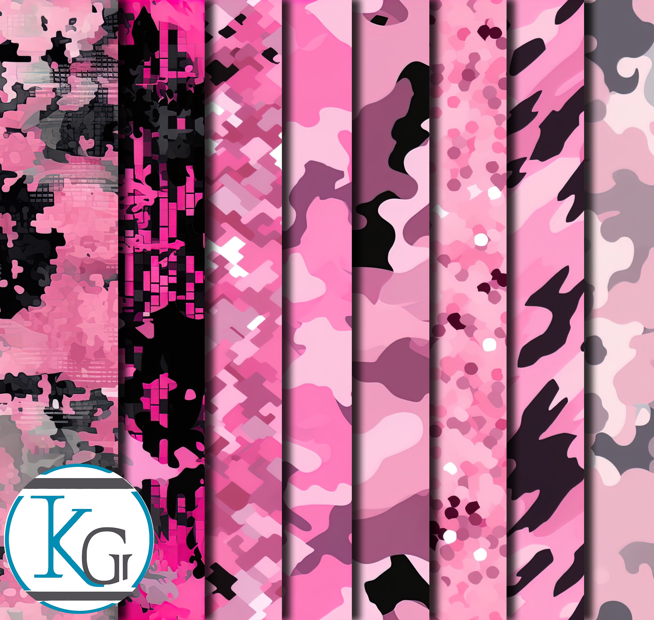 Pink Camo Designs, Seamless, Tileable, Set 1, Format JPG 2K Resolution ...