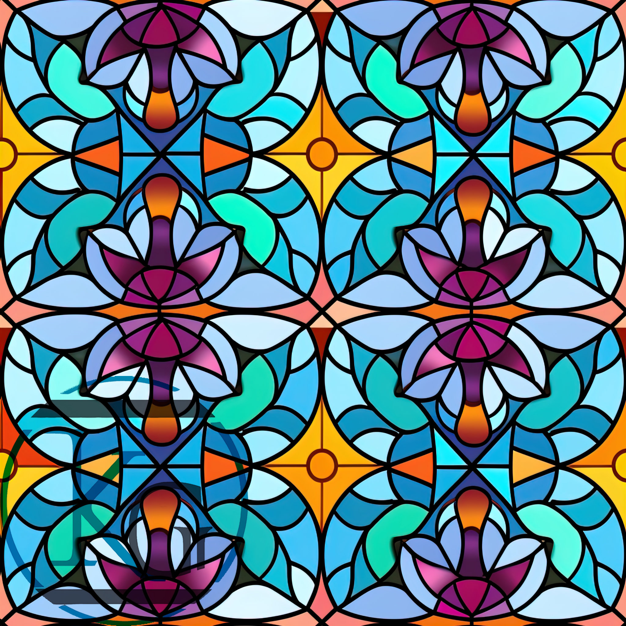 Stained Glass Theme Designs, Seamless, Tileable, Set 1, Format JPG 2K ...