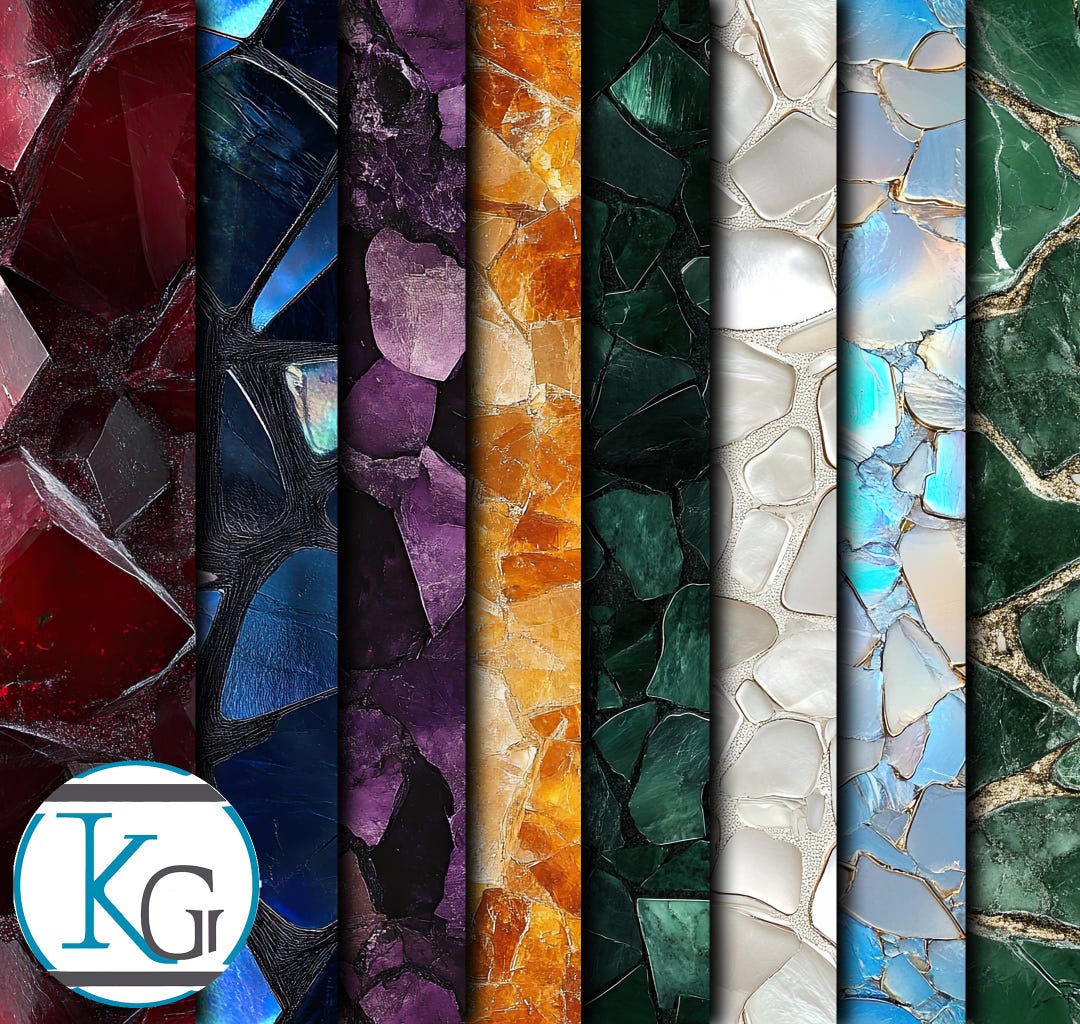 Gemstone Theme Designs, Seamless, Tileable, Set 1, Format PNG 2K ...
