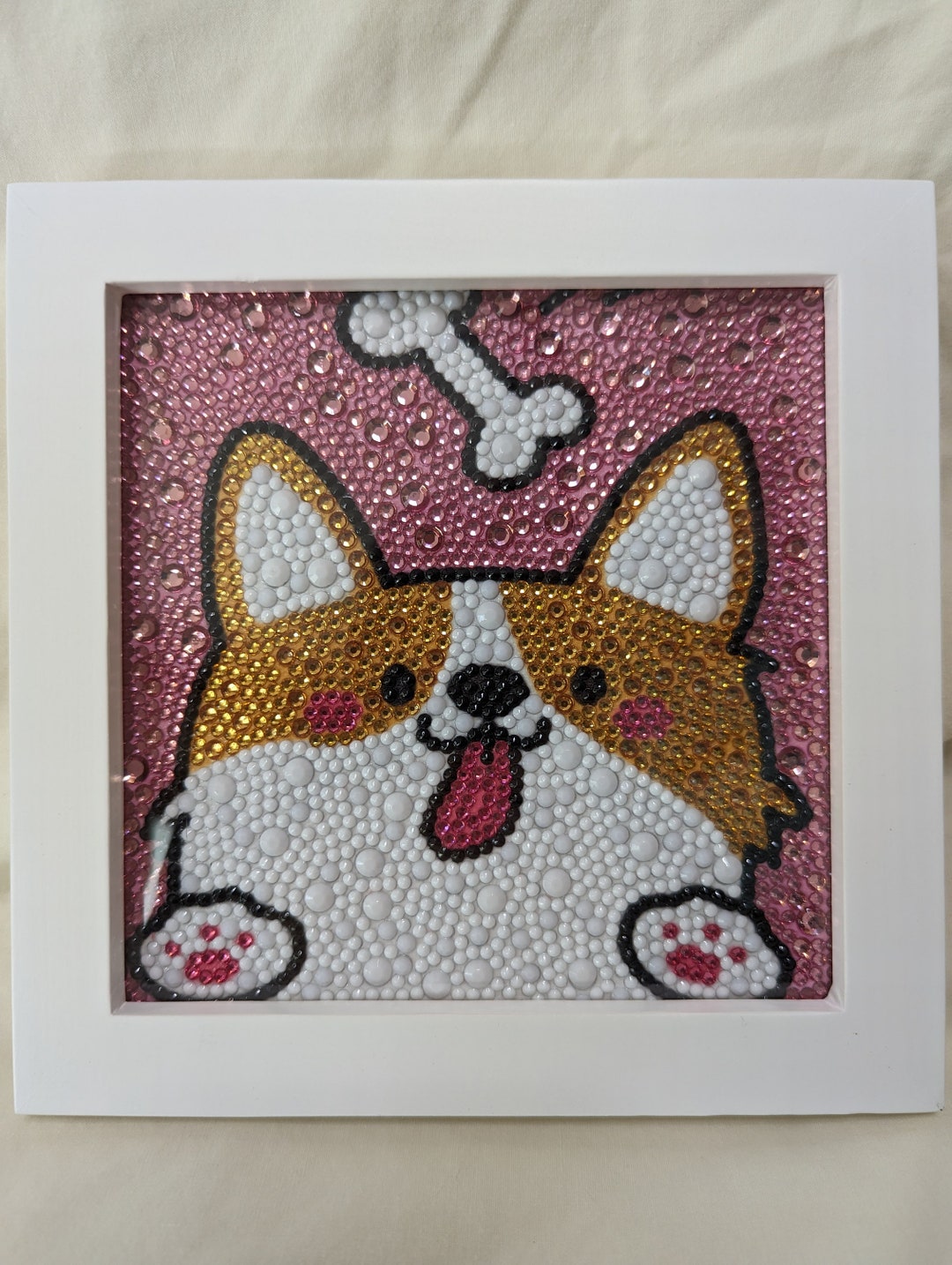 Corgi Diamond Painting- Finished and Framed - Etsy