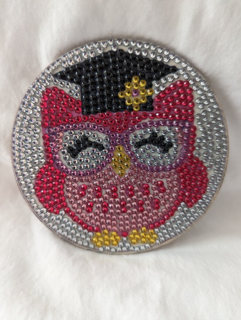 Graduation Owls Diamond Painting Coasters Set of 6- Finished and Sealed ...