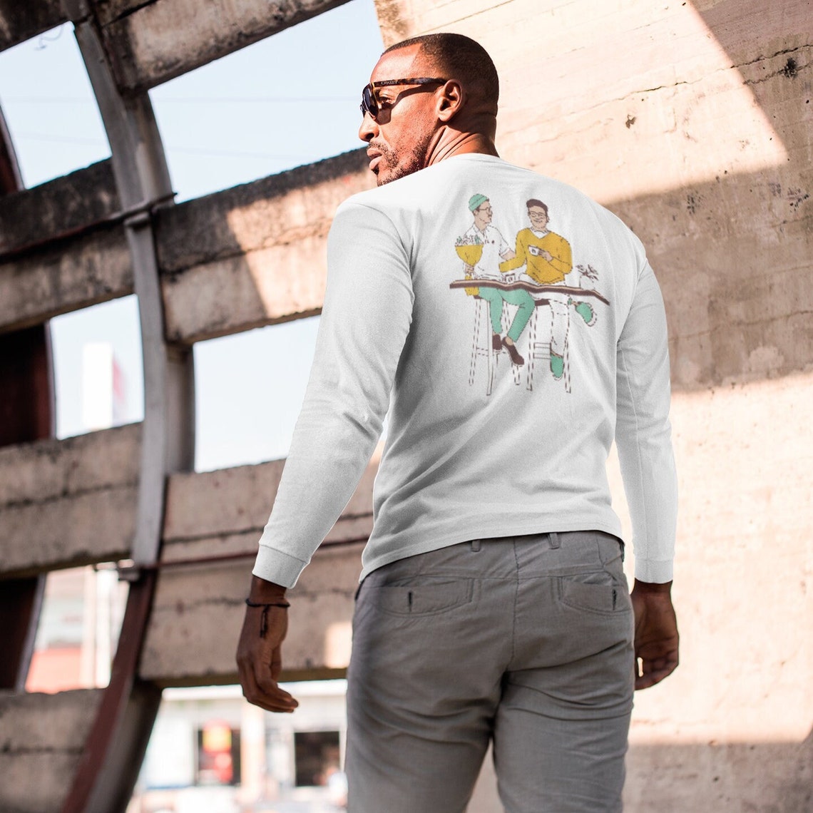 Grindr Coffee Shop Subtle Gay Pride Shirt Ultra Cotton Long Sleeve Tee ...