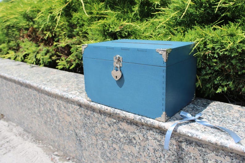 Wedding Card Box for Rustic Wedding Reception, Lockable Wooden Envelope ...