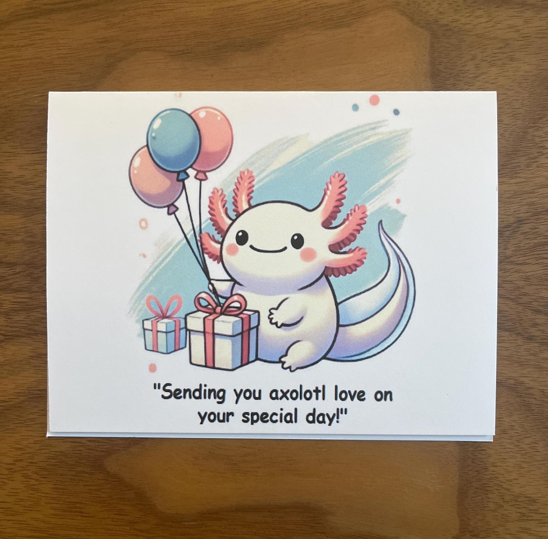 Animal Happy Birthday Greeting Card: Axolotl - Etsy
