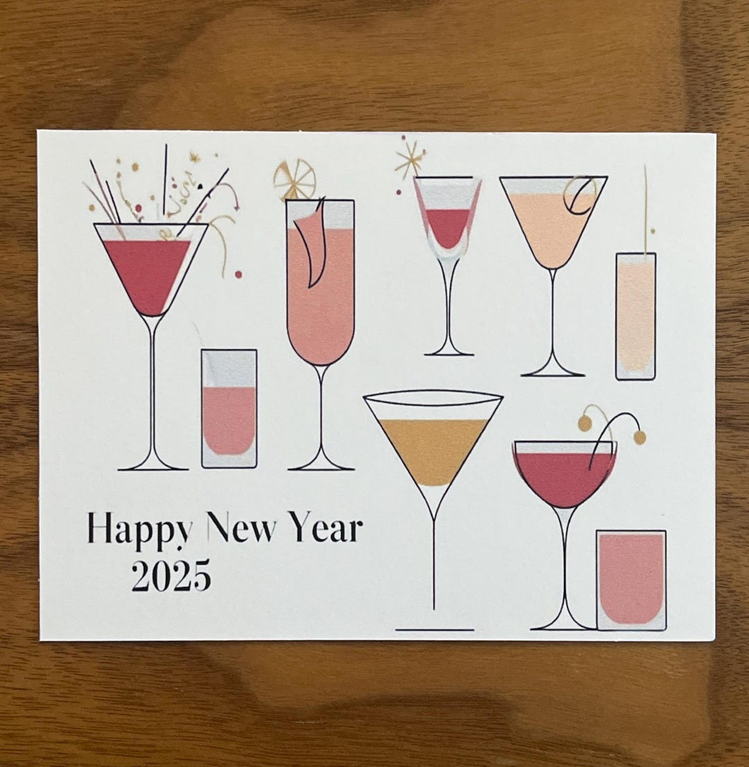 New Years 2025 Greeting Cards: Celebratory Drinks - Etsy