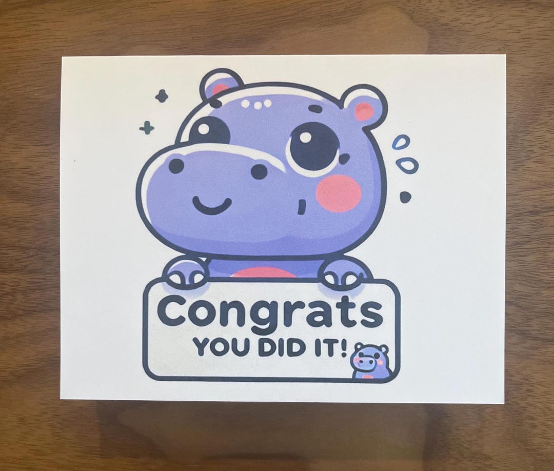 Congratulations Greeting Cards (vol 1): Hippo - Etsy