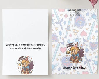 PRINTABLE Legend of Zelda Birthday Card W/envelope - DIGITAL DOWNLOAD ...