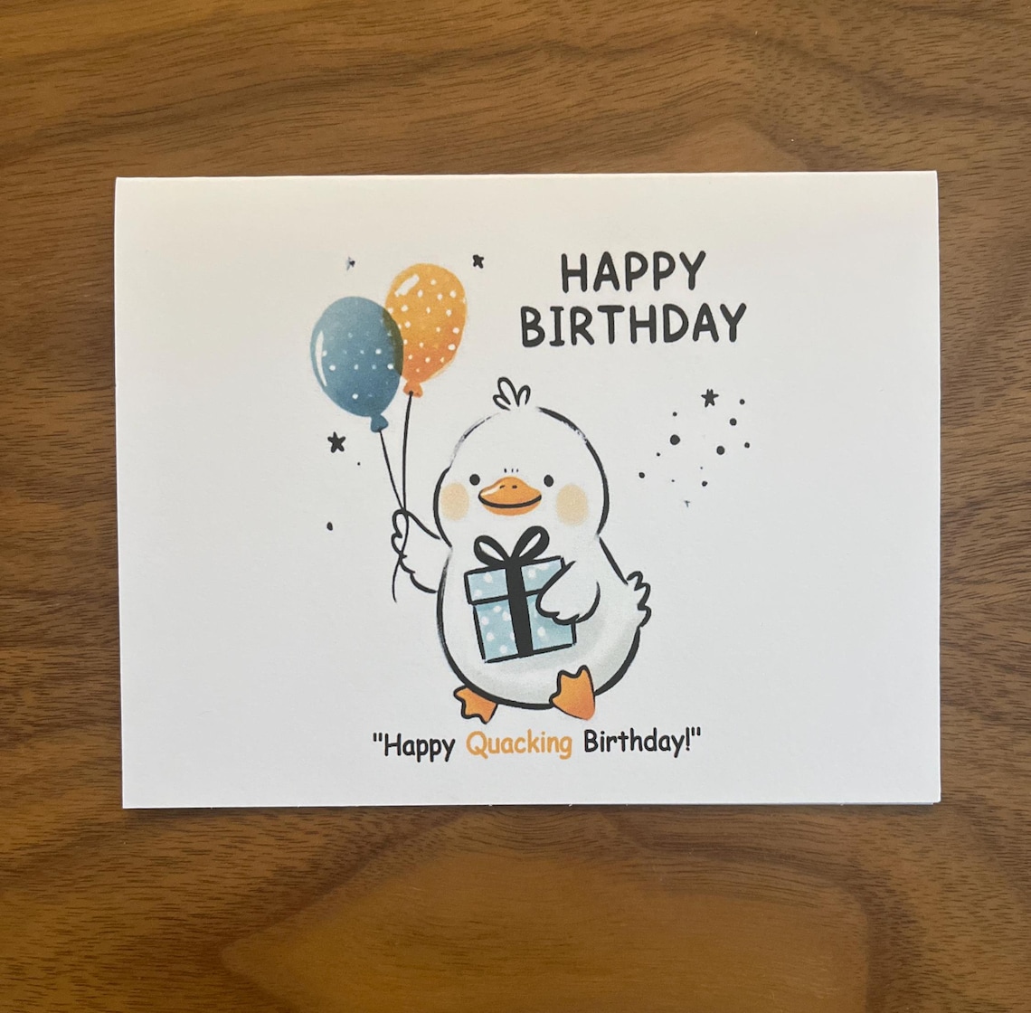 Animal Happy Birthday Greeting Card: Duck - Etsy