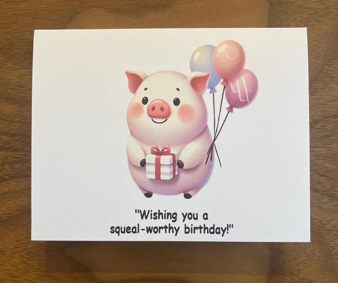 Happy Birthday Greeting Card (vol 1): Pig - Etsy