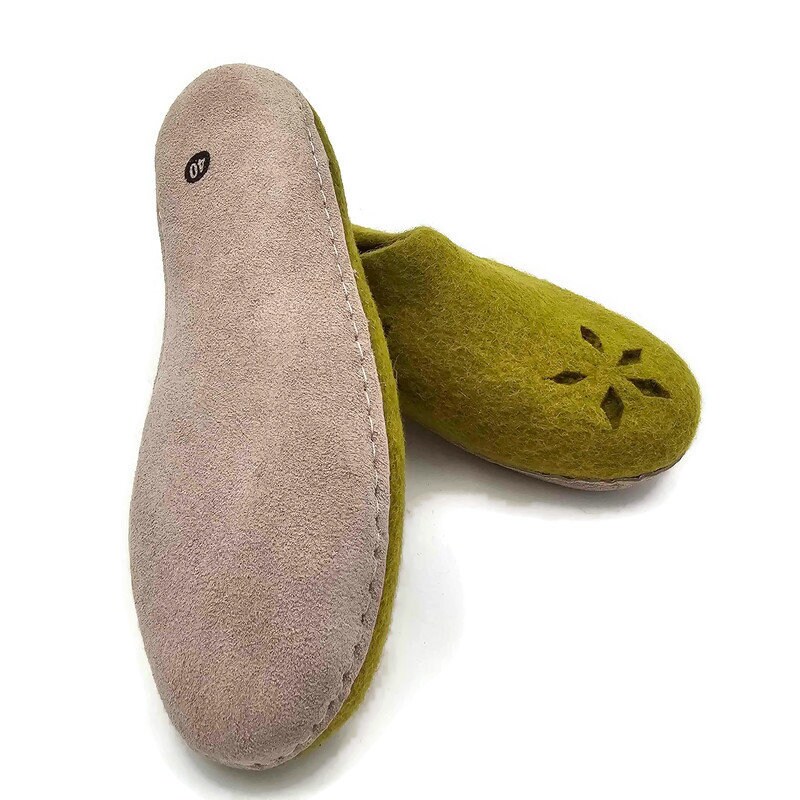 Felt Indoor House Slippers With Flower Design - Etsy