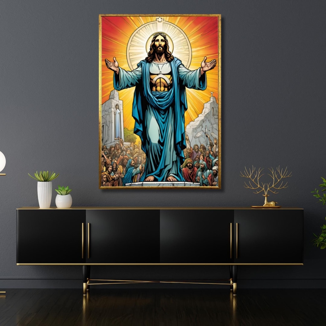 Jesus Christ Prays Abstract Canvas – Spiritual Religious Wall Art ...