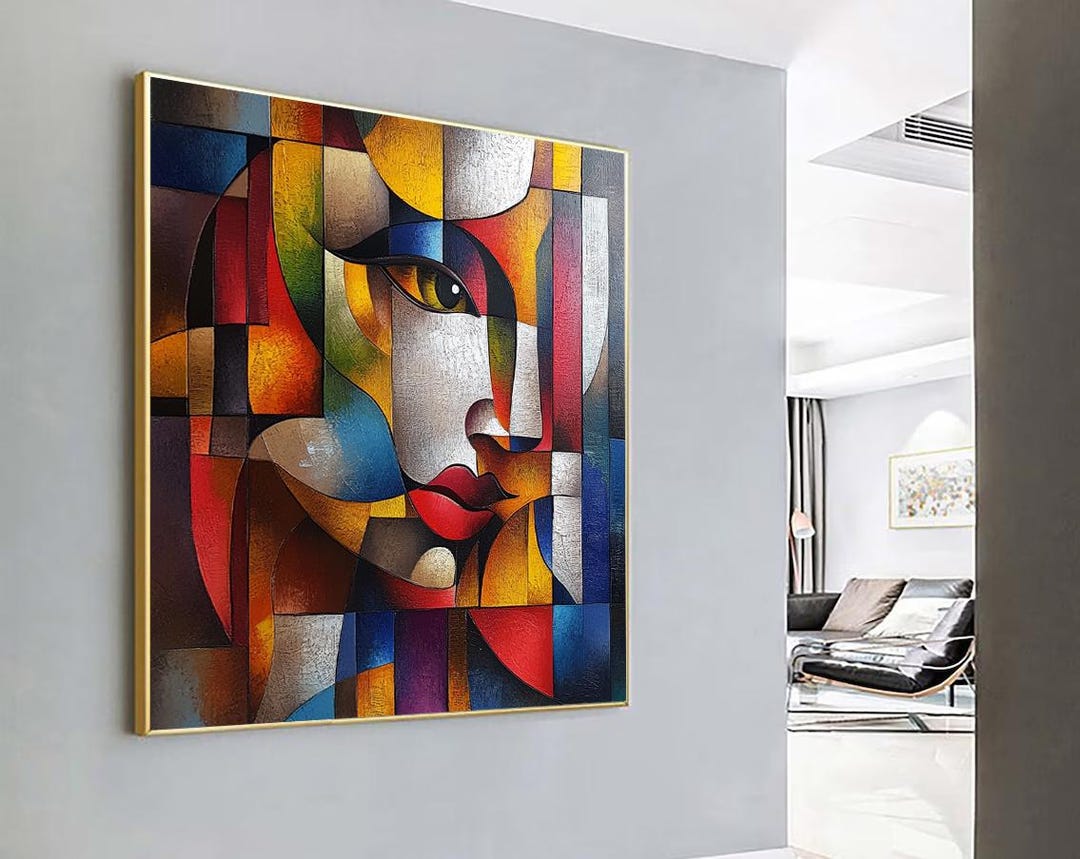 Cubist Woman Canvas – Abstract Female Portrait, Modern Picasso Style ...