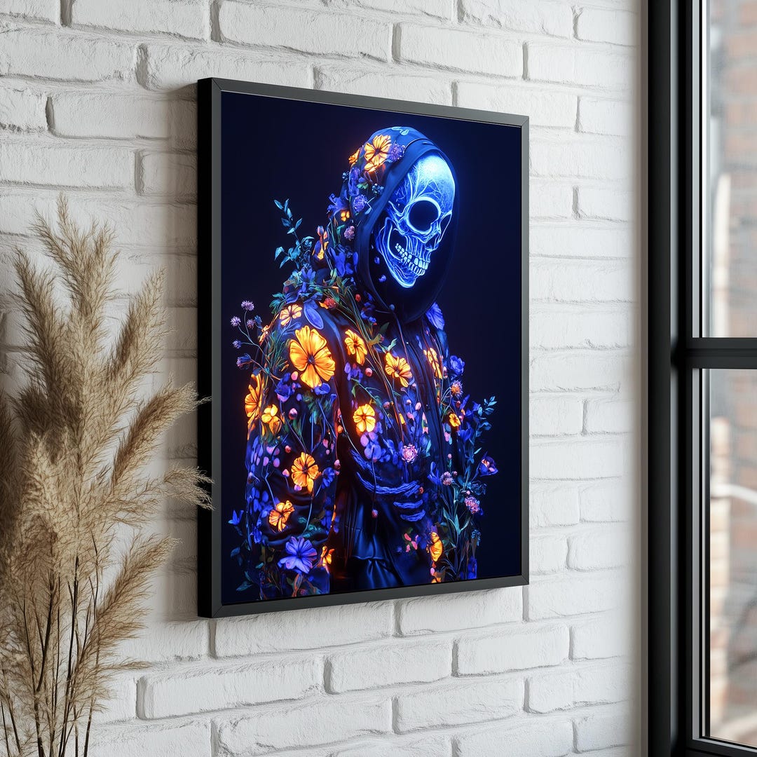 Skull Canvas Print, Clothed Skeleton Wall Art, Skeleton Canvas Painting ...