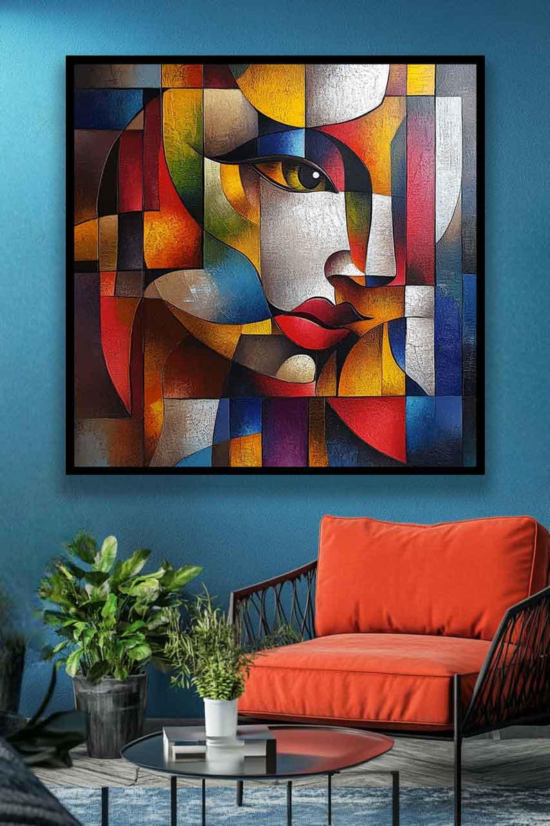 Cubist Woman Canvas – Abstract Female Portrait, Modern Picasso Style ...