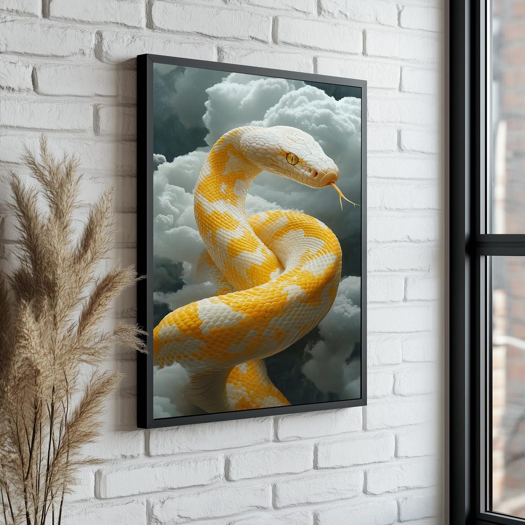 Albino Snake Canvas Painting: Modern Wall Art Decor - Etsy