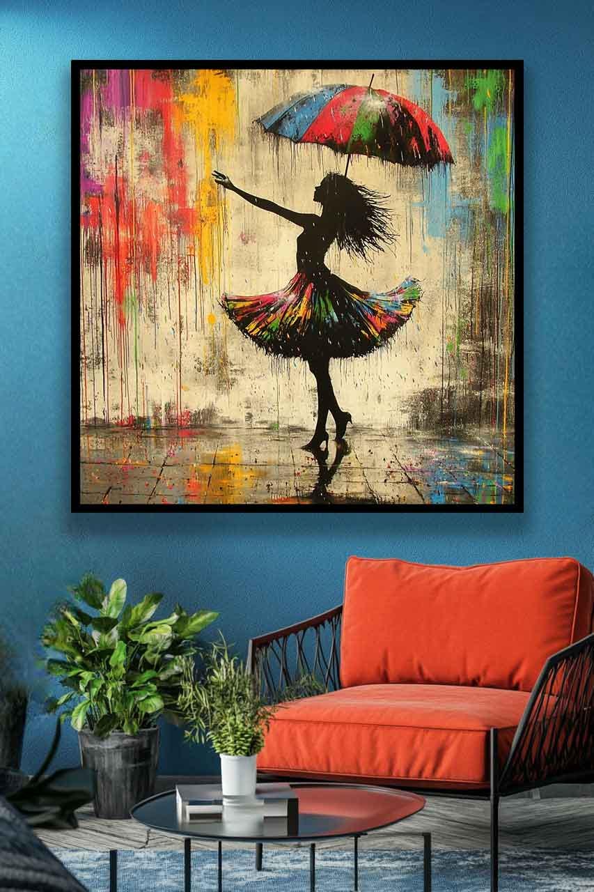 Banksy Woman Dancing in Rain Canvas: Graffiti Art Wall Decor - Etsy