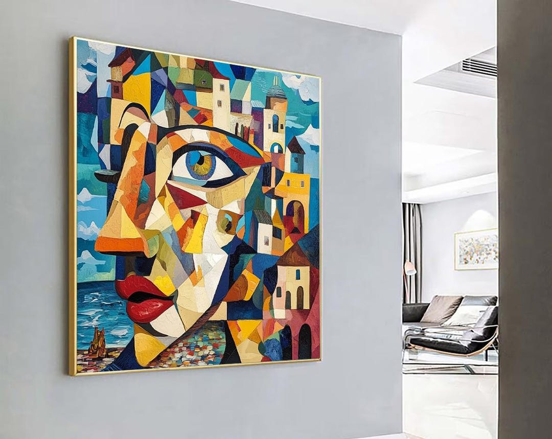 Cubist City Woman Canvas – Abstract Picasso Style Female Portrait ...