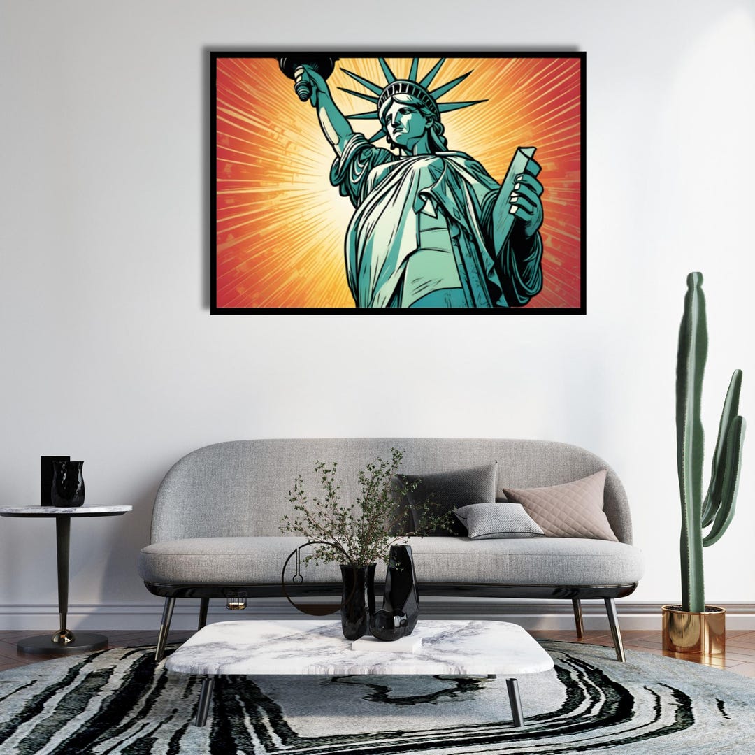 Statue of Liberty Color Sketch Art Print - Ready to Hang - Etsy