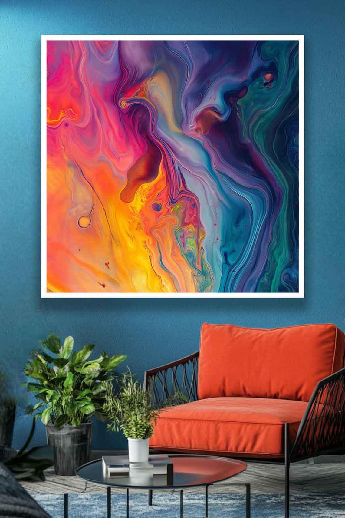 Abstract Canvas Painting: Colorful Modern Wall Art Decor - Etsy